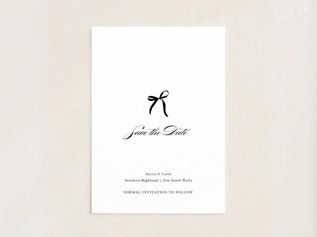 Save the Date Card Invitation | Classic Elegant Wedding Announcement ...