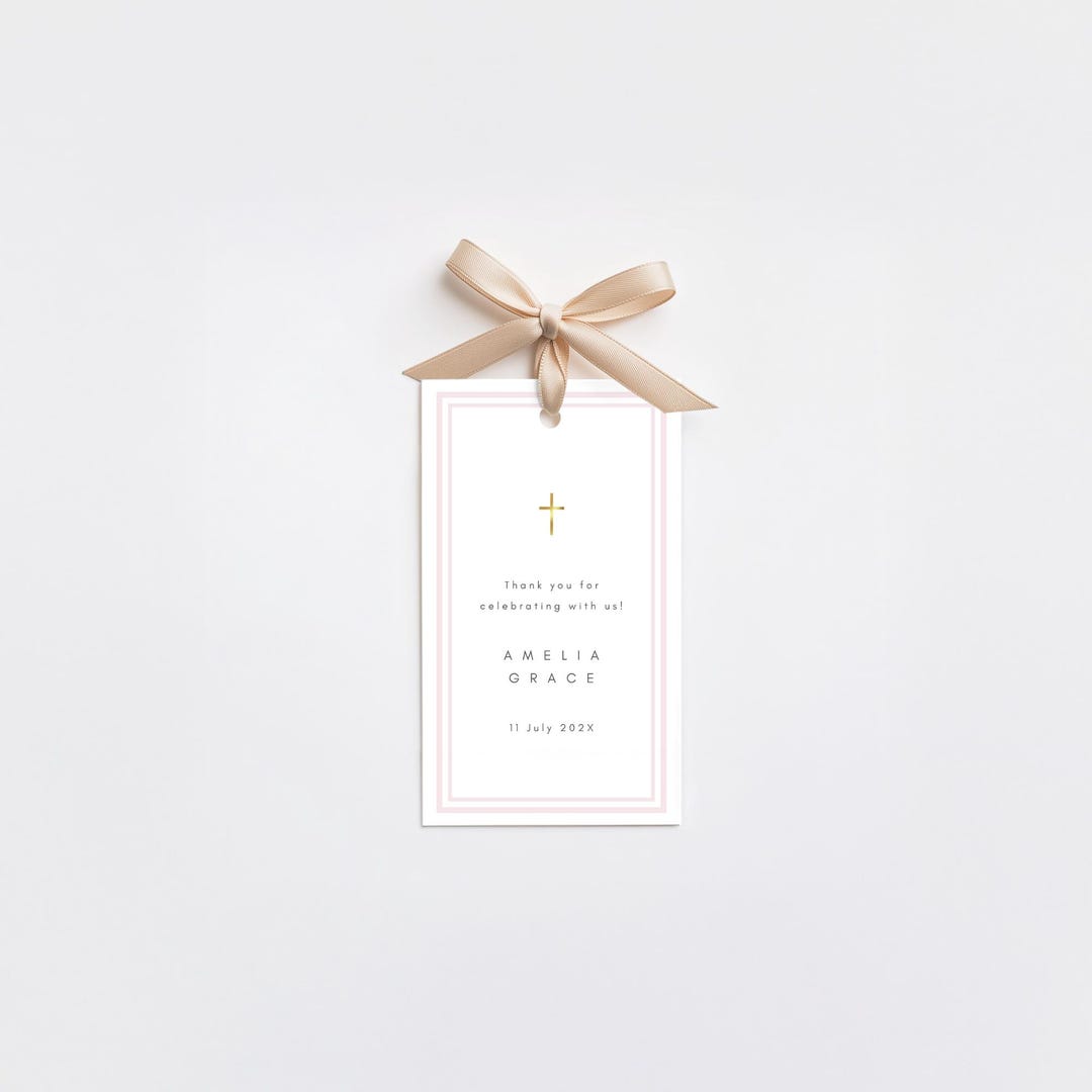 Girls Baptism Thank You Tag | Christening Favour Tag | Editable ...