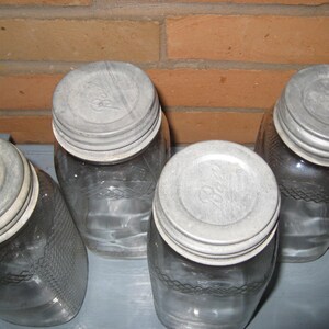 Antique Jars Canister Set 4 Clear Glass Diamond Embossed Grid Waffle ...