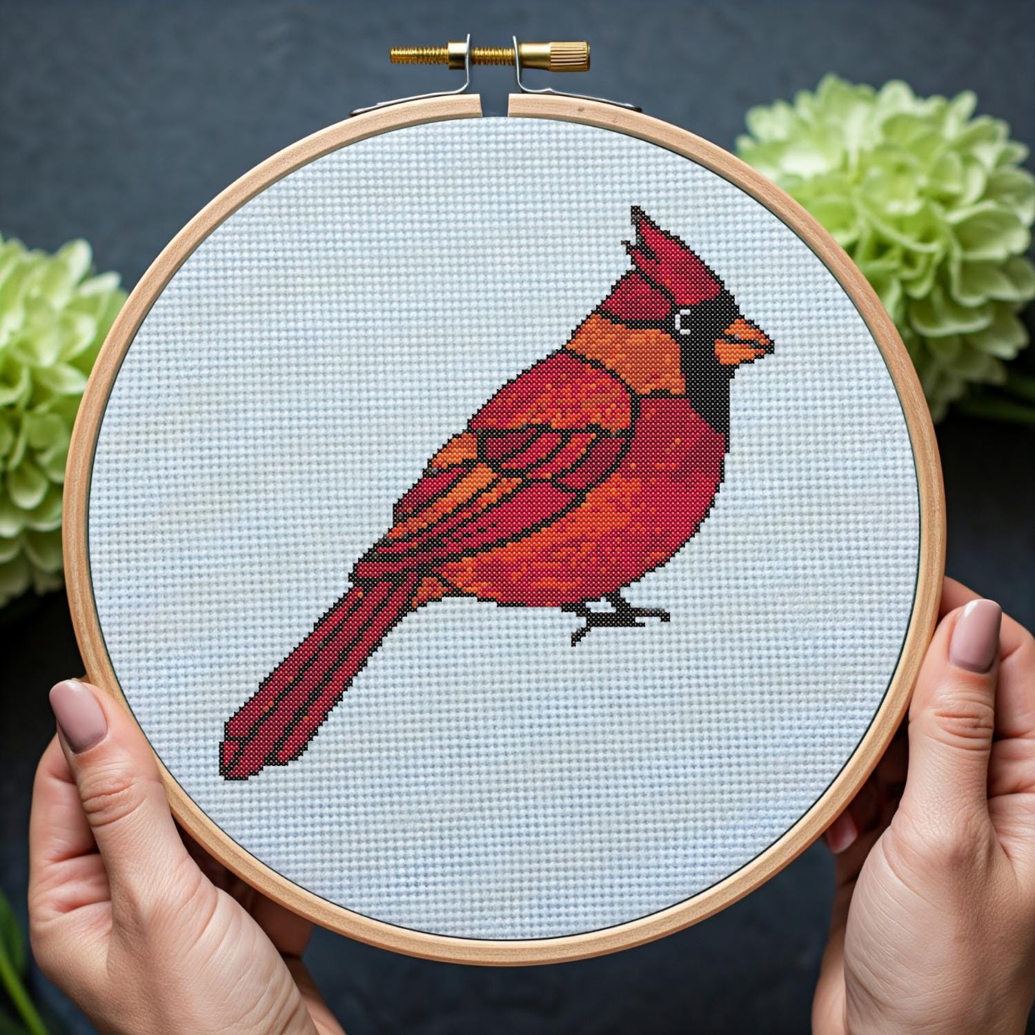 Red Cardinal Bird Stained Glass Cross Stitch Pattern, Bird Cross Stitch ...