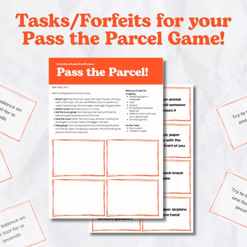 Printable Forfeits for Pass the Parcel - Etsy UK