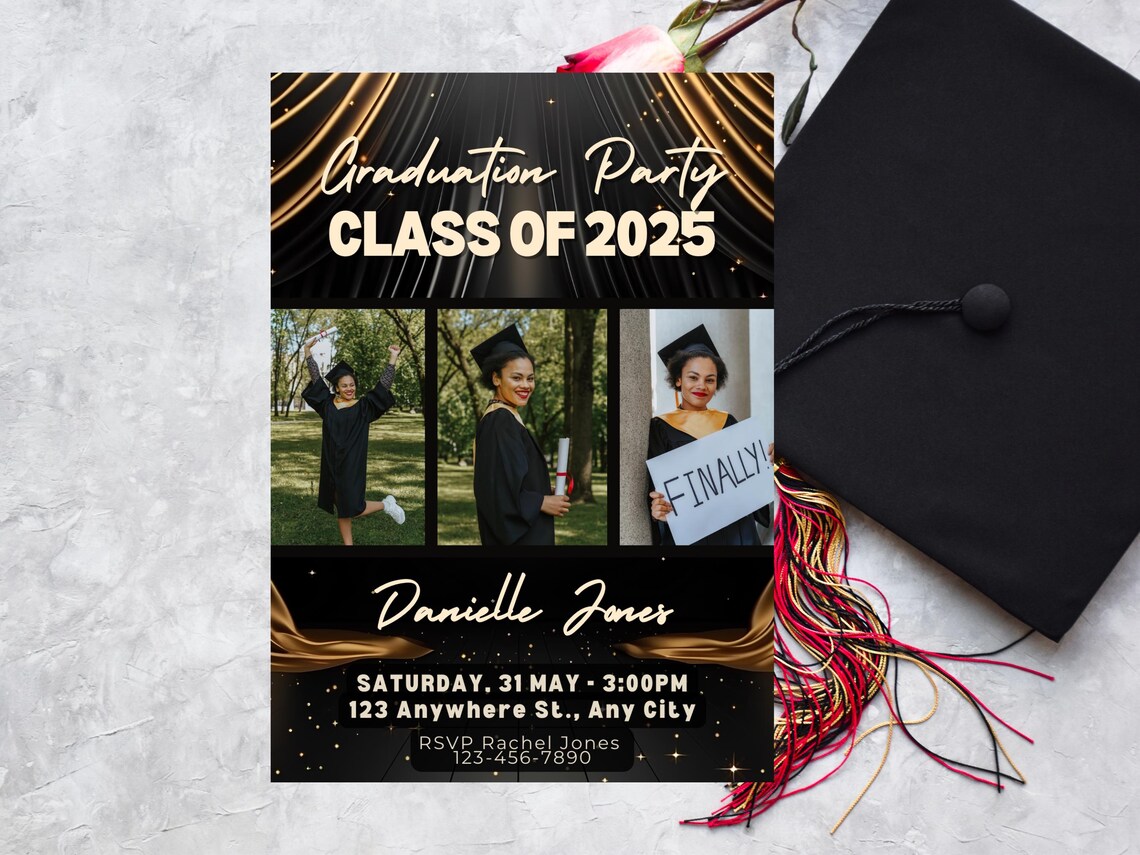 Modern Graduation Party Invitation | Class of 2025 | Editable Canva ...