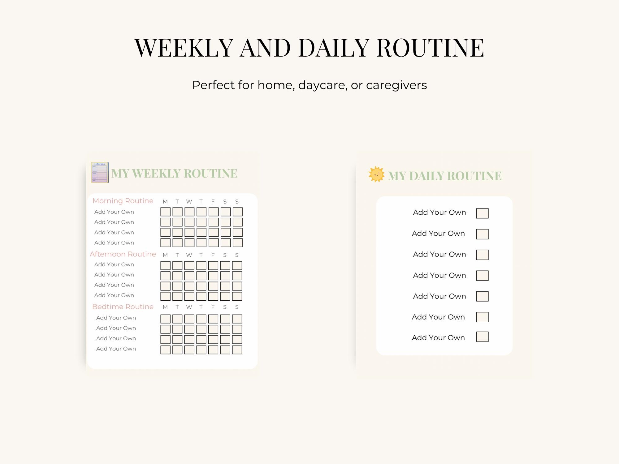 Toddler Daily Routine Chart Printable Bundle | Morning Afternoon ...