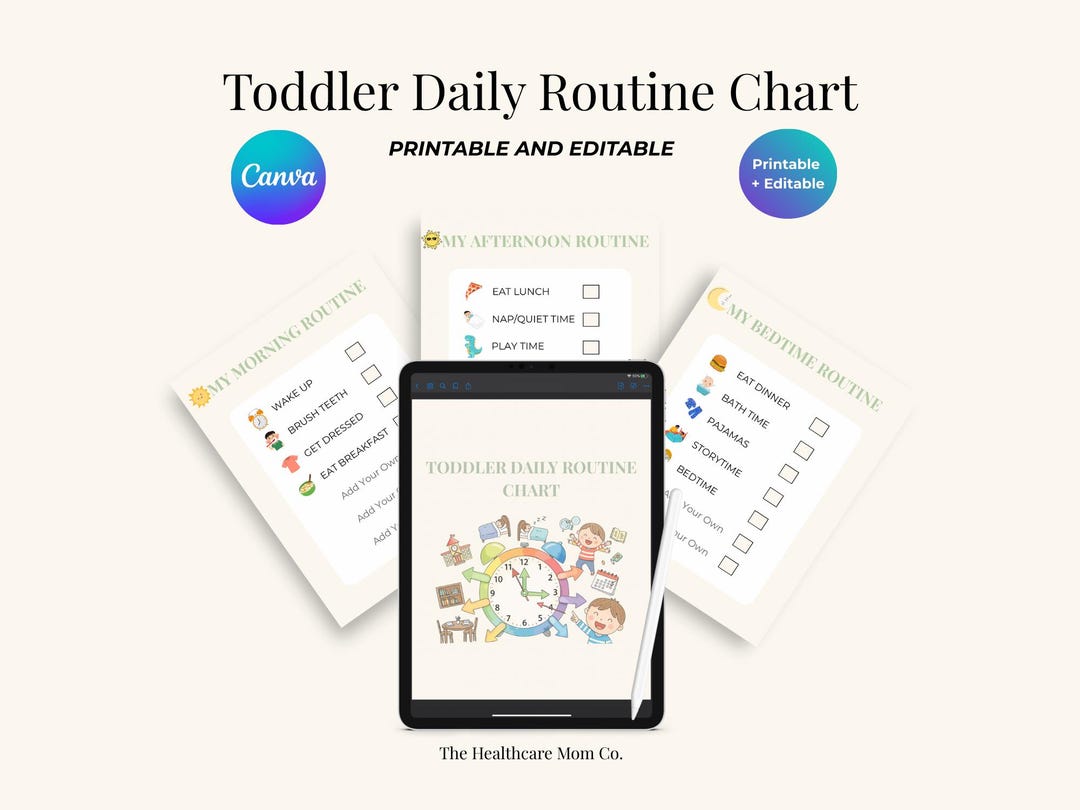 Toddler Daily Routine Chart Printable Bundle | Morning Afternoon ...