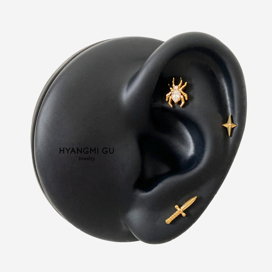 16G Titanium Small Dagger Stud, Sword Cartilage Flat Back Labret ...