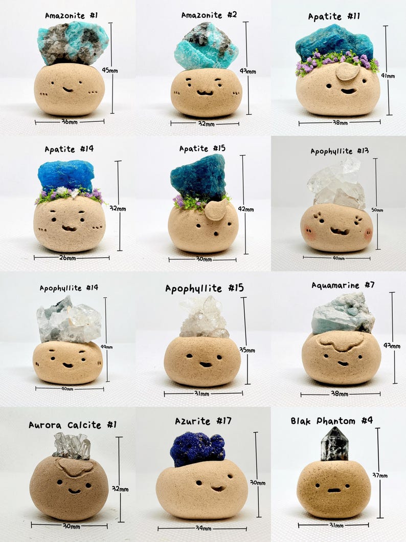 Raw Crystal Figures(5), Smiling Stones, Desk Pet, Raw Minerals, Geodes ...