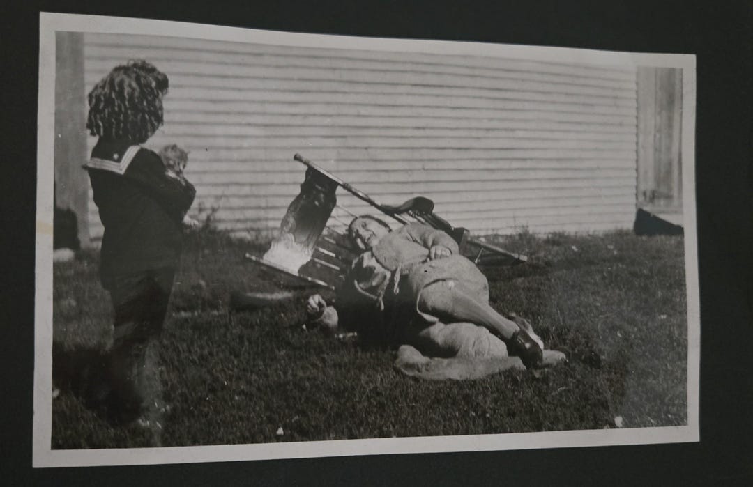 Grandma Falls Breaks the Chair Funny Antique Photo 5 X 3.5 - Etsy