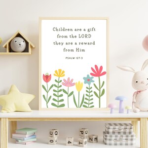 Psalm 127:3 Printable Nursery Bible Verse Wall Art | Kids Room Decor ...