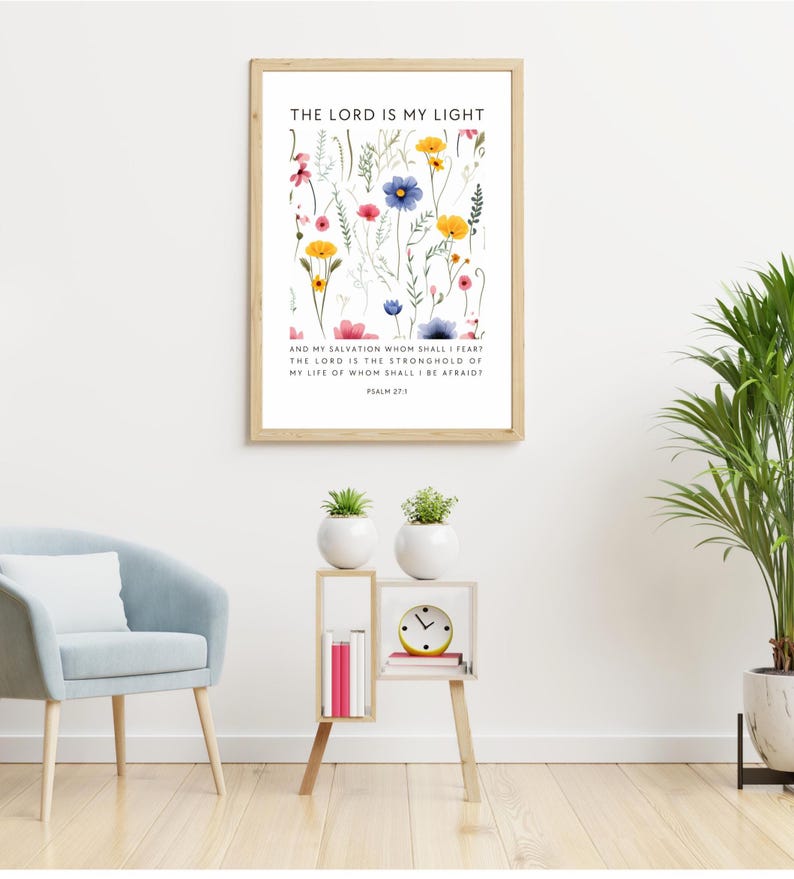 Psalm 27:1 Printable Bible Verse Wall Art “the Lord is My Light and My ...