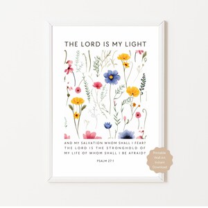 Psalm 27:1 Printable Bible Verse Wall Art “the Lord is My Light and My ...
