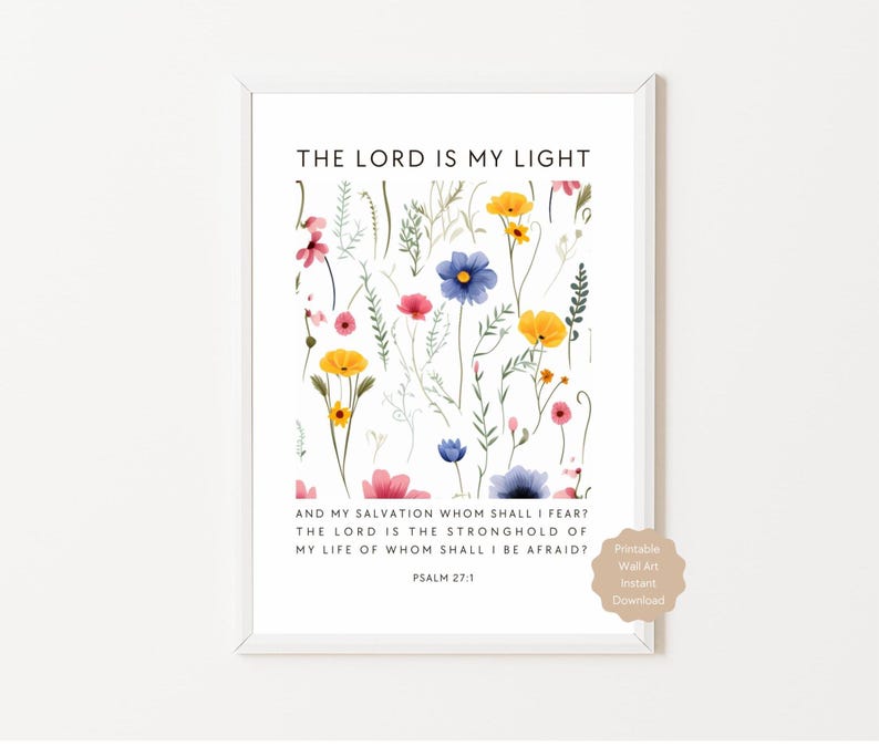 Psalm 27:1 Printable Bible Verse Wall Art “the Lord is My Light and My ...