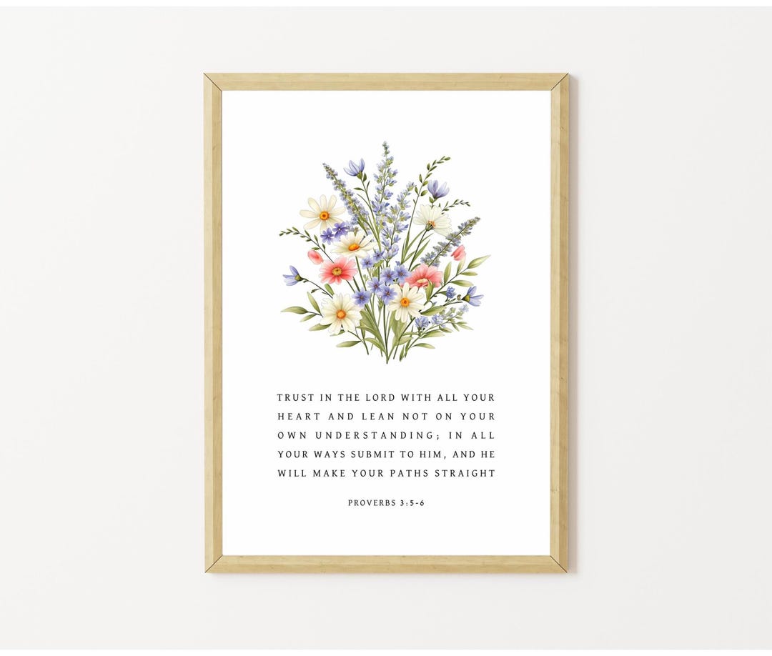 Proverbs 3:5-6 Printable Bible Verse Wall Art Christian Home Decor ...