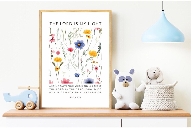 Psalm 27:1 Printable Bible Verse Wall Art “the Lord is My Light and My ...
