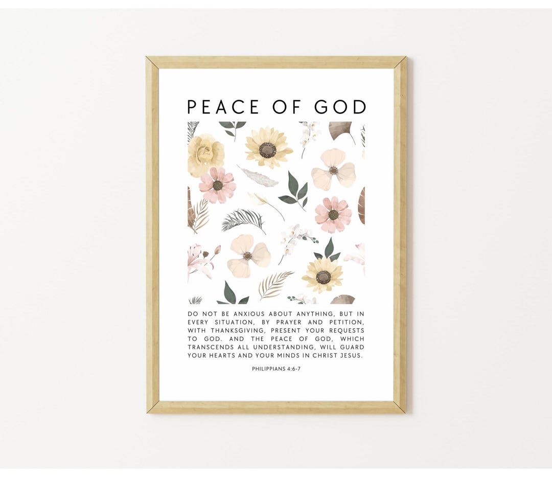 Philippians 4:6-7 Bible Verse Print | Christian Botanical Art (digital ...