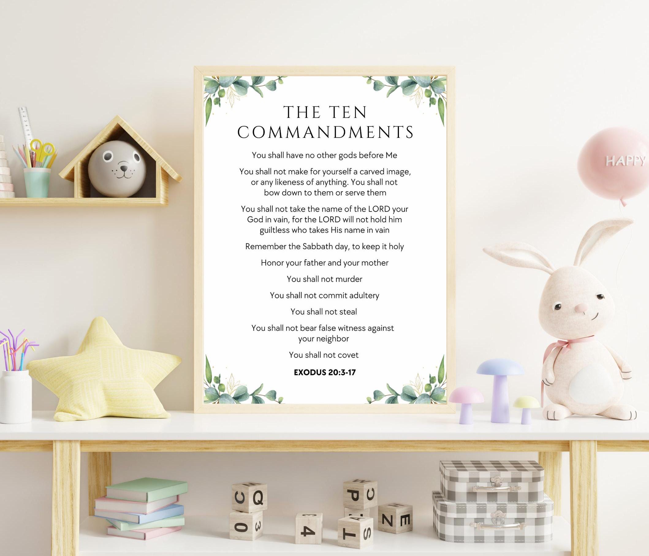 Ten Commandments Printable Wall Art: Christian Scripture (digital ...
