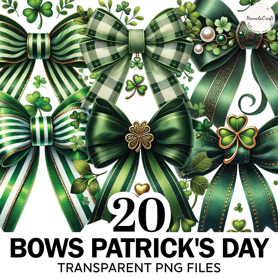 20+ Watercolor St. Patrick's Day Bows Clipart, St. Patrick's Day Png ...