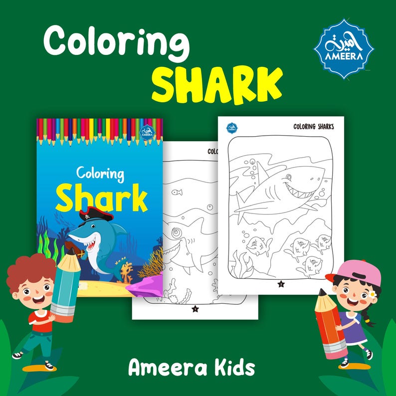 Coloring the Shark for Kids - Etsy