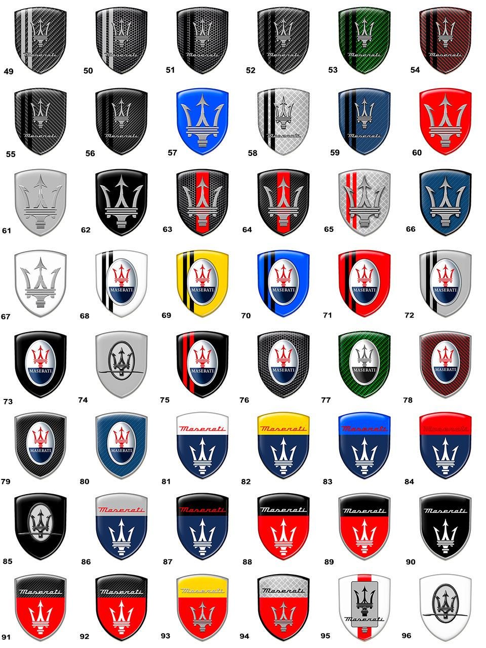 Maserati Emblem Shield: Domed Logo Sticker, Car Tuning Exterior Badge ...
