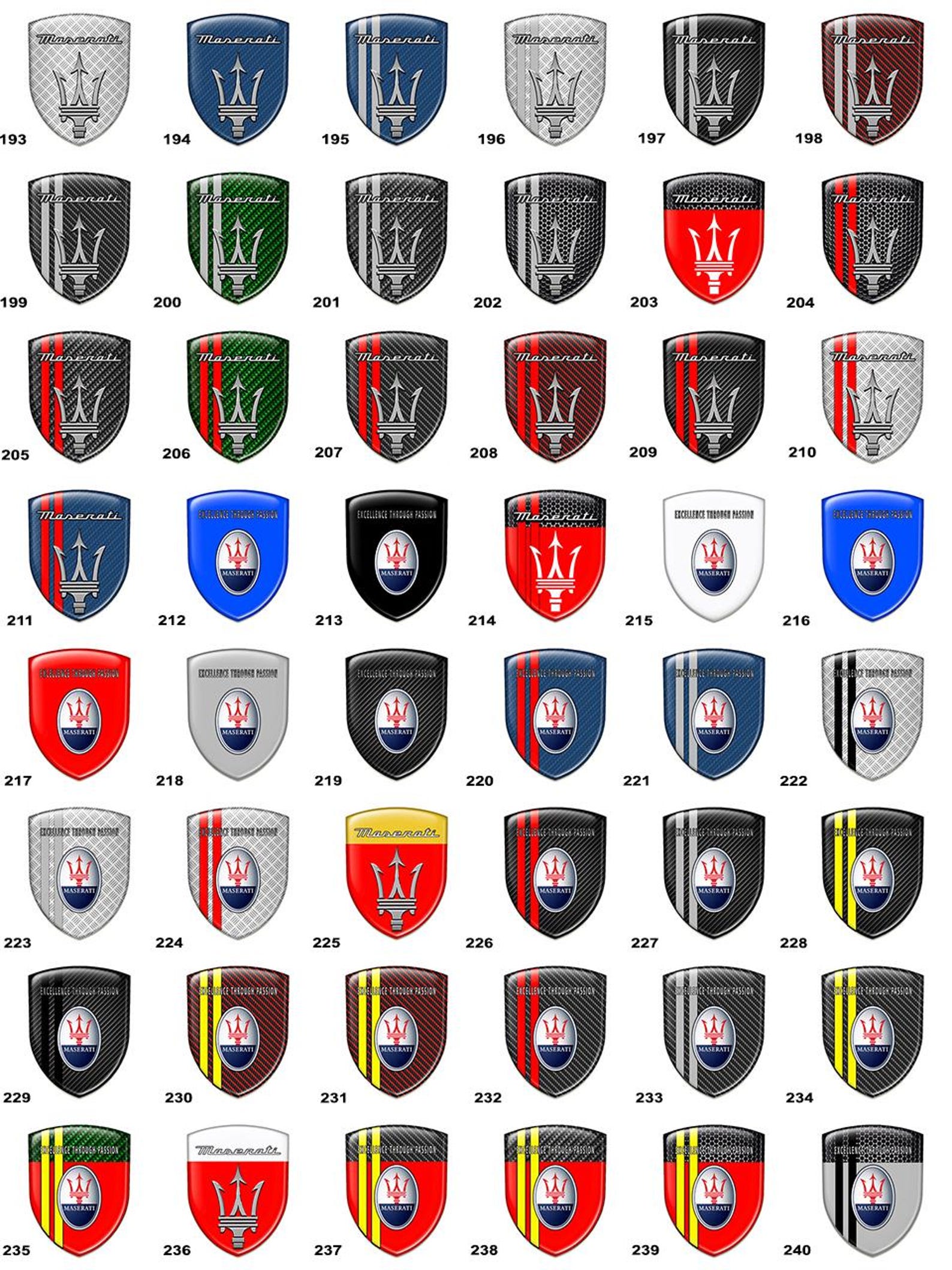 Maserati Emblem Shield: Domed Logo Sticker, Car Tuning Exterior Badge ...