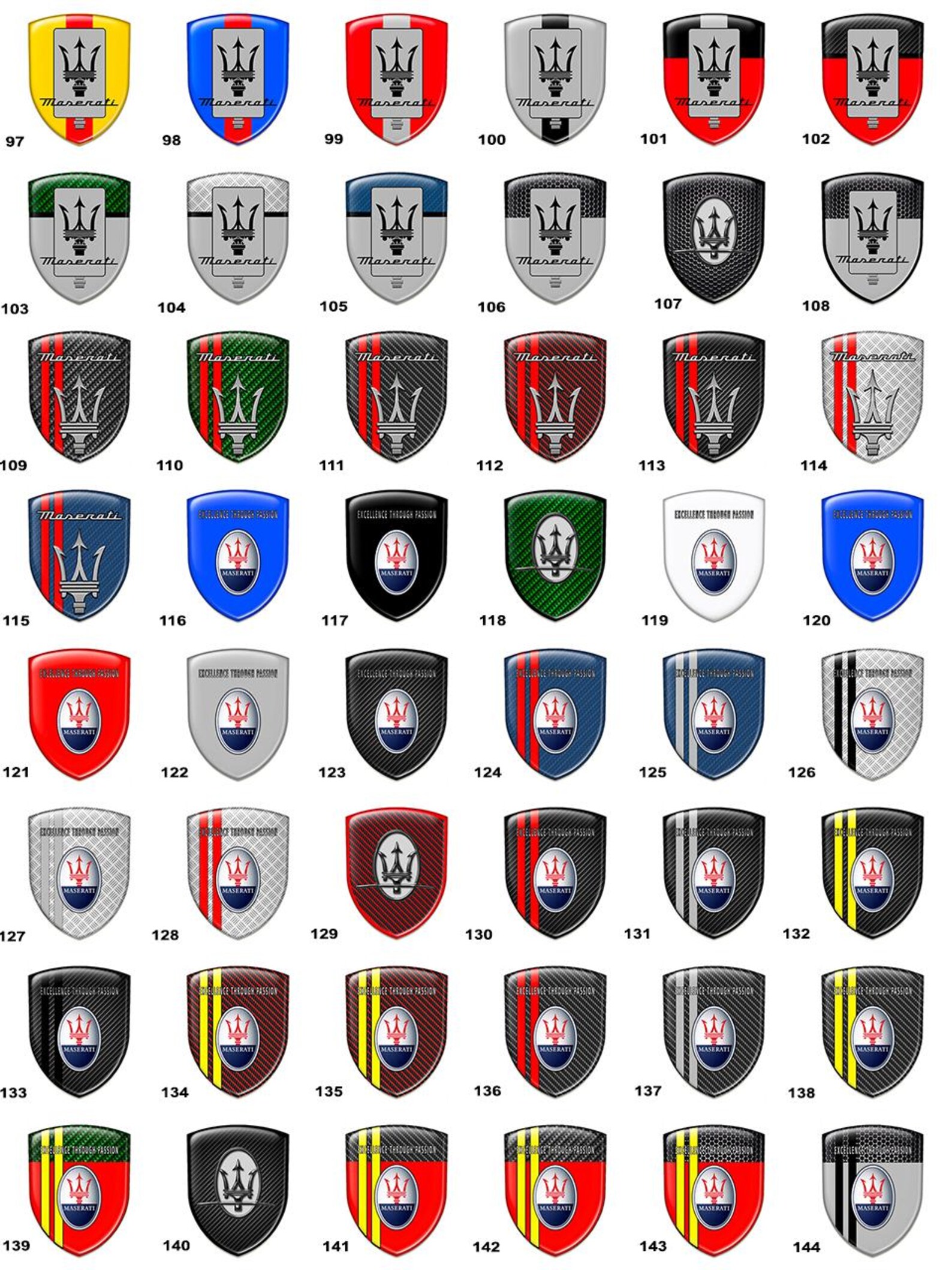 Maserati Emblem Shield: Domed Logo Sticker, Car Tuning Exterior Badge ...