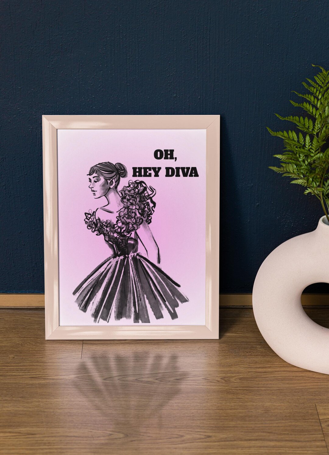 Oh Hey Diva Fashion Illustration Print – Chic Glam Wall Art (digital ...
