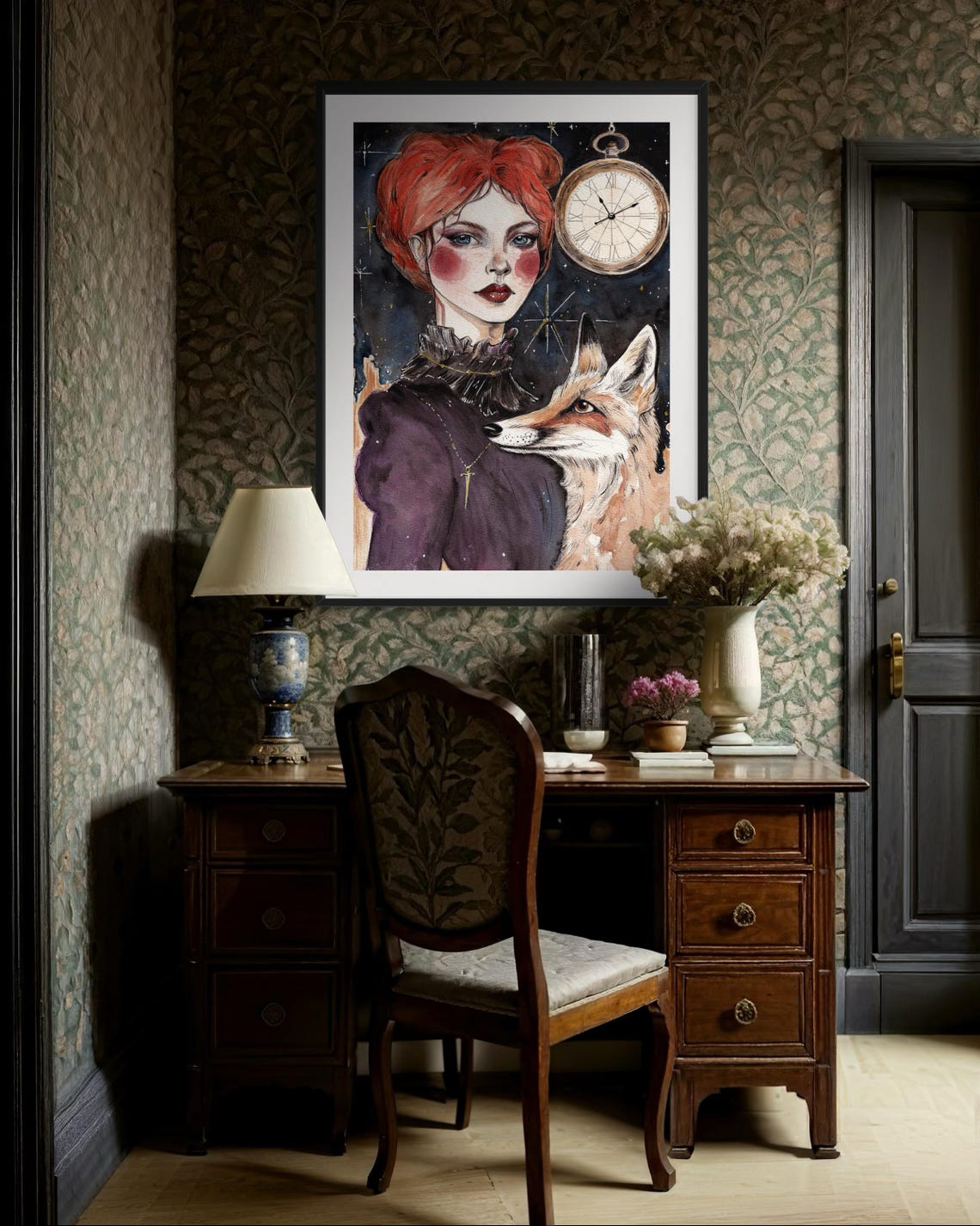 Celestial Woman and Fox Art Print: Victorian Fantasy Illustration ...
