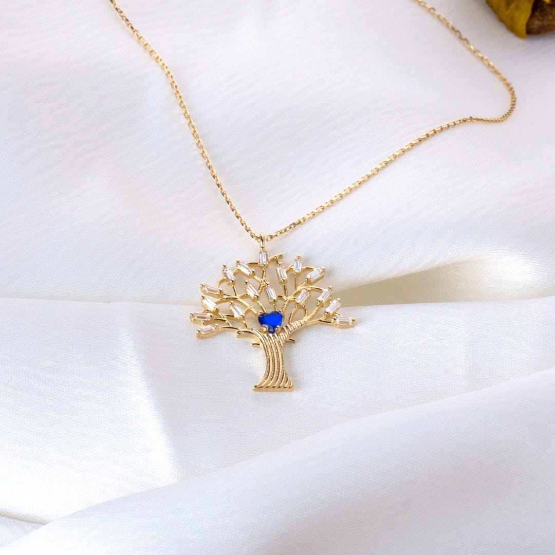 Solid Gold Tree of Life Necklace, 14K Gold Tree Pendant, Nature Lovers ...