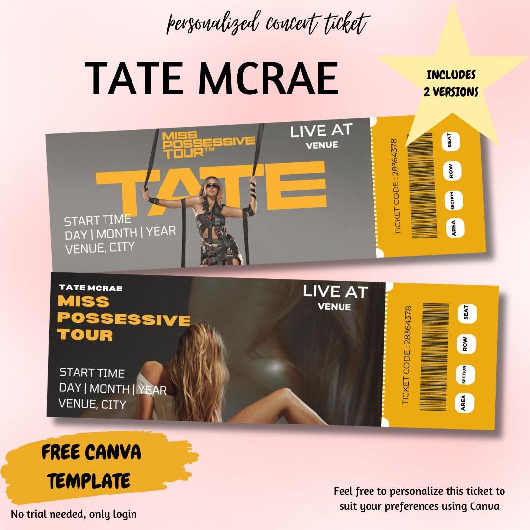 Personalised TATE MCRAE Miss Possesive World Tour Concert Custom ...