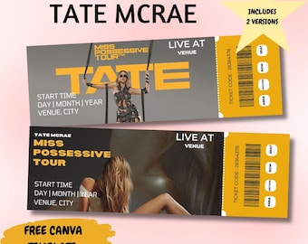 Tate Mcrae Miss Possessive World Tour 2025 Custom Personalised DIGITAL Download Souvenir Ticket ...