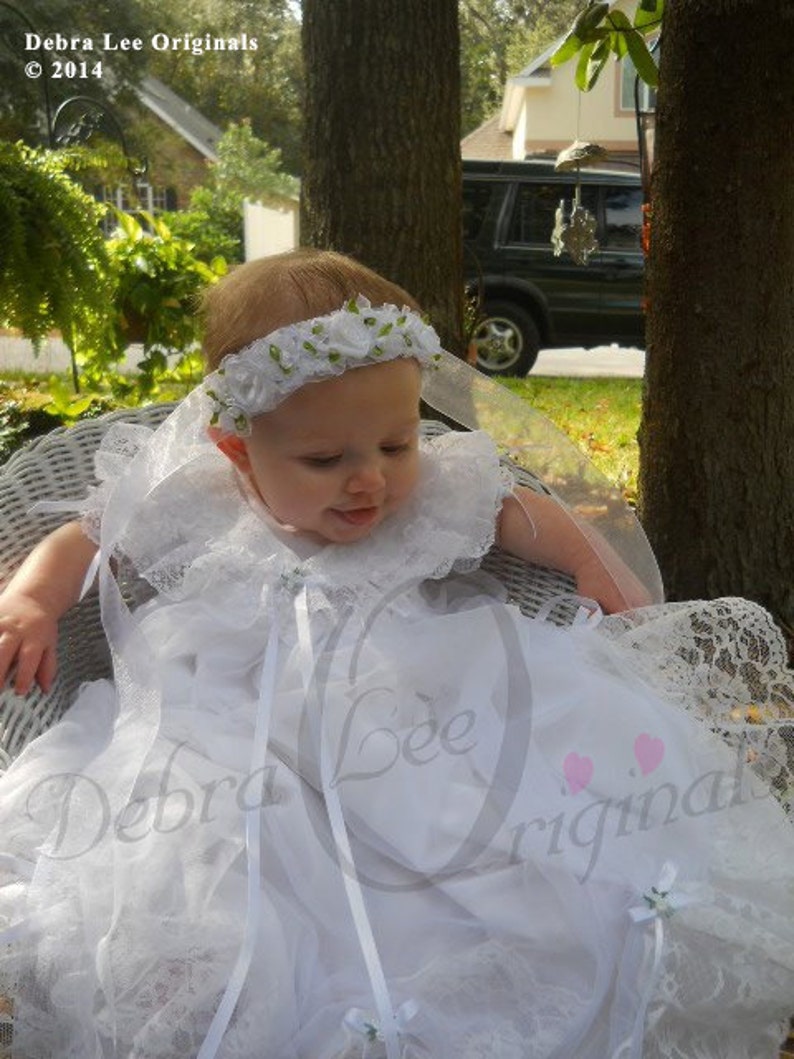 Christening Head Band Halo of Roses Blessing Head Band | Etsy