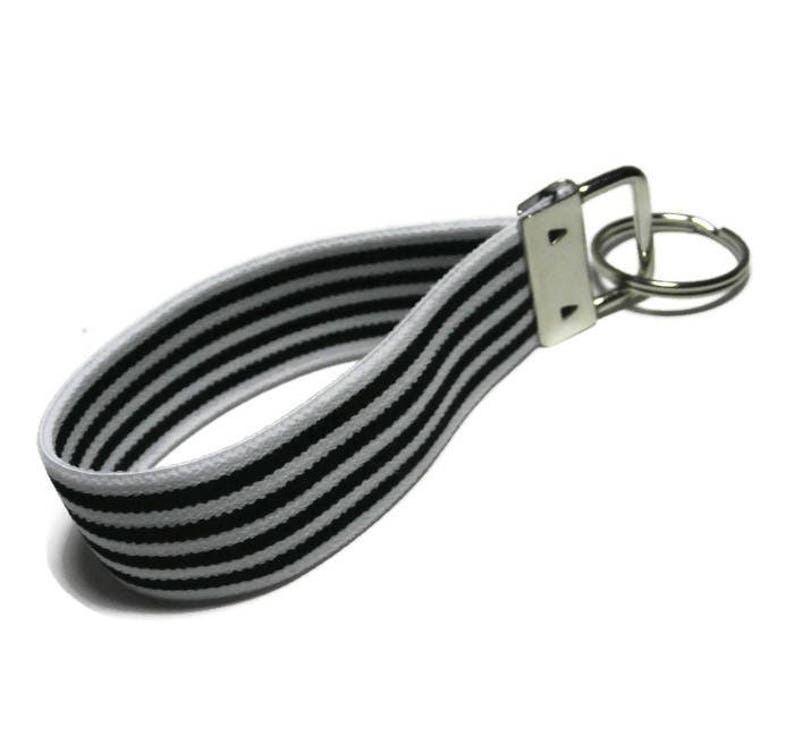 Black and White Striped Key Fob. White and Black Stretchy Key - Etsy