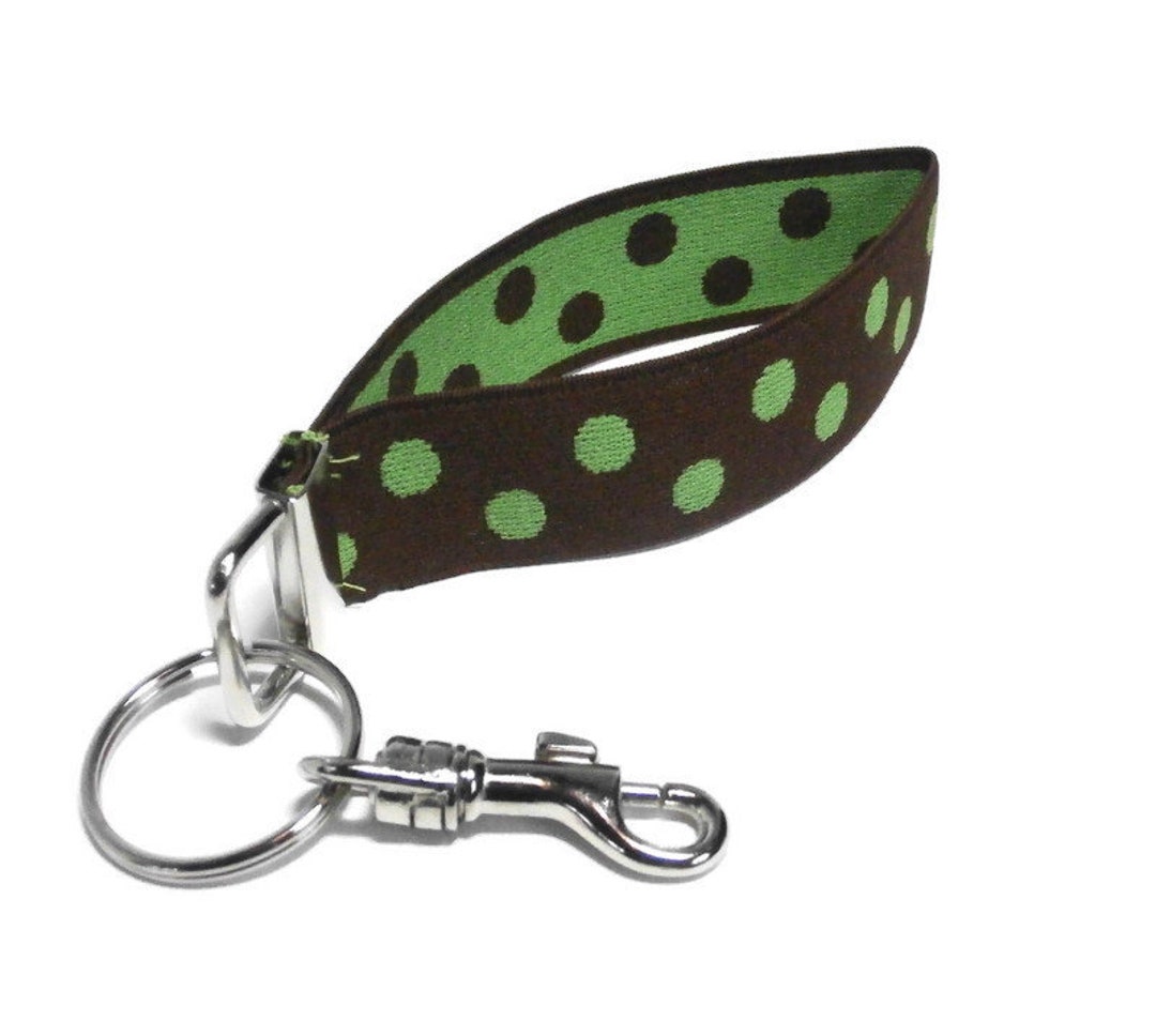Stretch Key Holder With Clip Chocolate Brown With Lime Green Dots ...