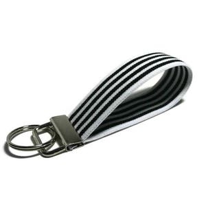Black and White Striped Key Fob. White and Black Stretchy Key Fob ...