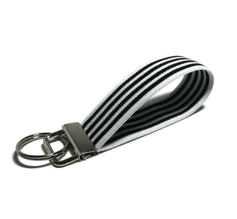 Black and White Striped Key Fob. White and Black Stretchy Key - Etsy