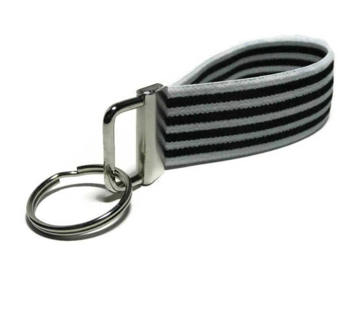 Black and White Striped Key Fob. White and Black Stretchy Key - Etsy