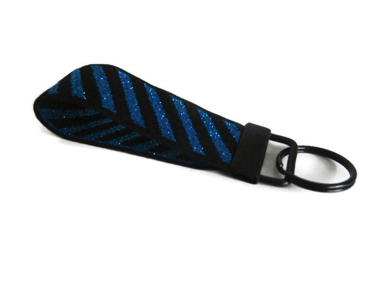 Stretchy Wrist Key Fob. Black and Metallic Turquoise Diagonal - Etsy UK