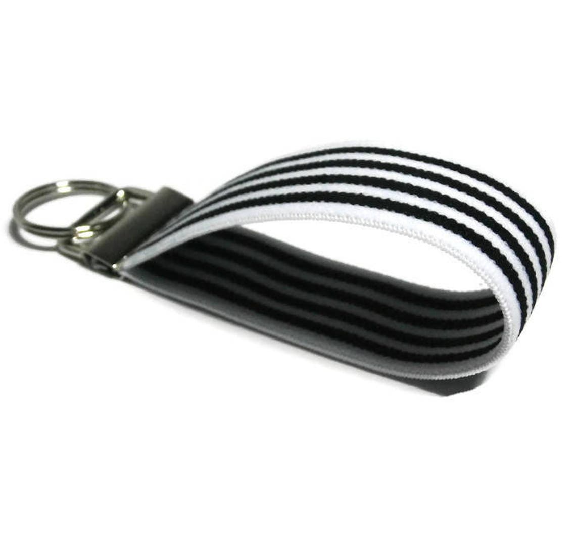 Black and White Striped Key Fob. White and Black Stretchy Key - Etsy