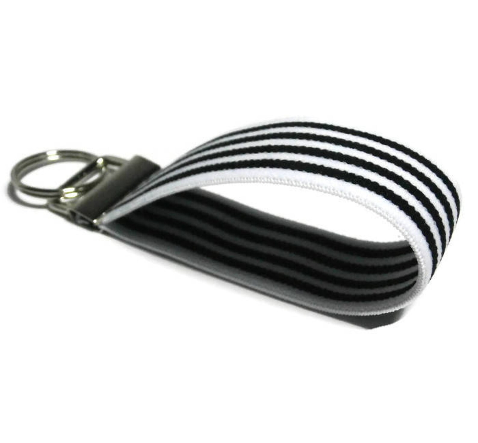 Striped Stretch Key Fob Bracelet: Black & White Elastic Wristlet - Etsy