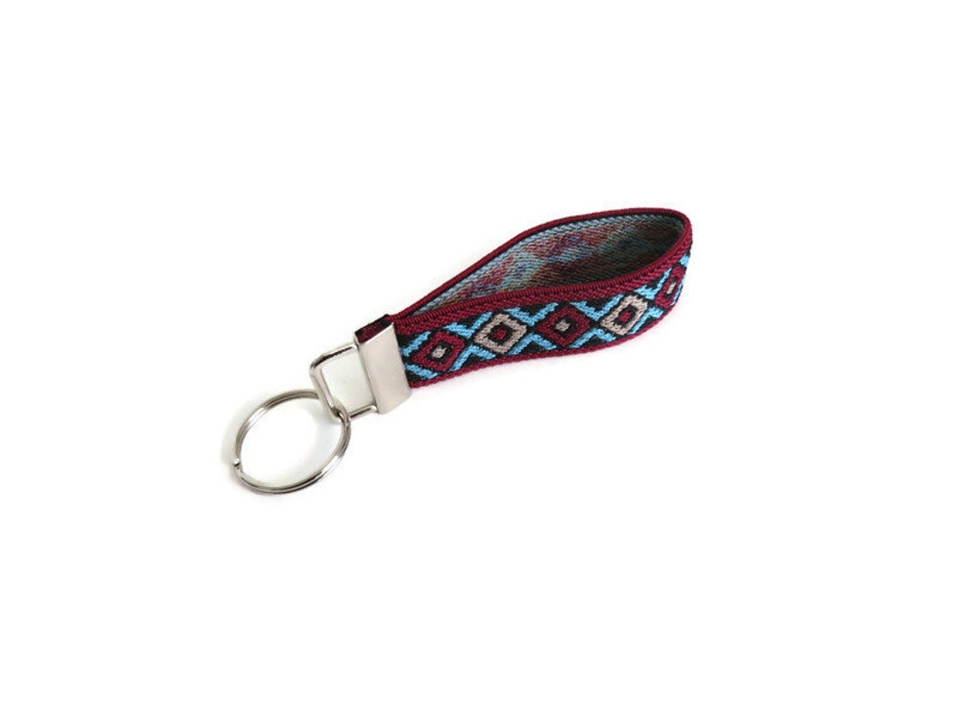 Jacquard Pattern Stretch Key Fob, Maroon Wrist Key Holder - Etsy