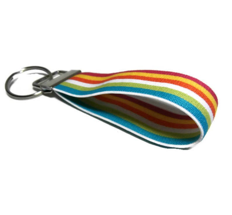 Stretch Key Fob Modern Rainbow Stripe Keyholder Pick Your Size Key ...