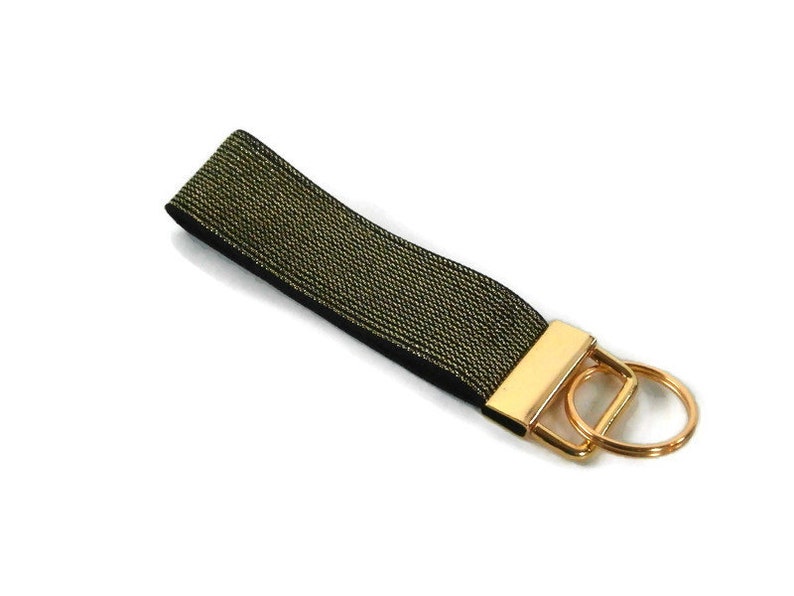 Stretchy Metallic Gold-tone Key Fob. Wrist Style Gold on Black - Etsy