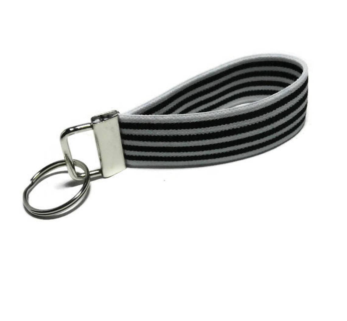Black and White Striped Key Fob. White and Black Stretchy Key - Etsy