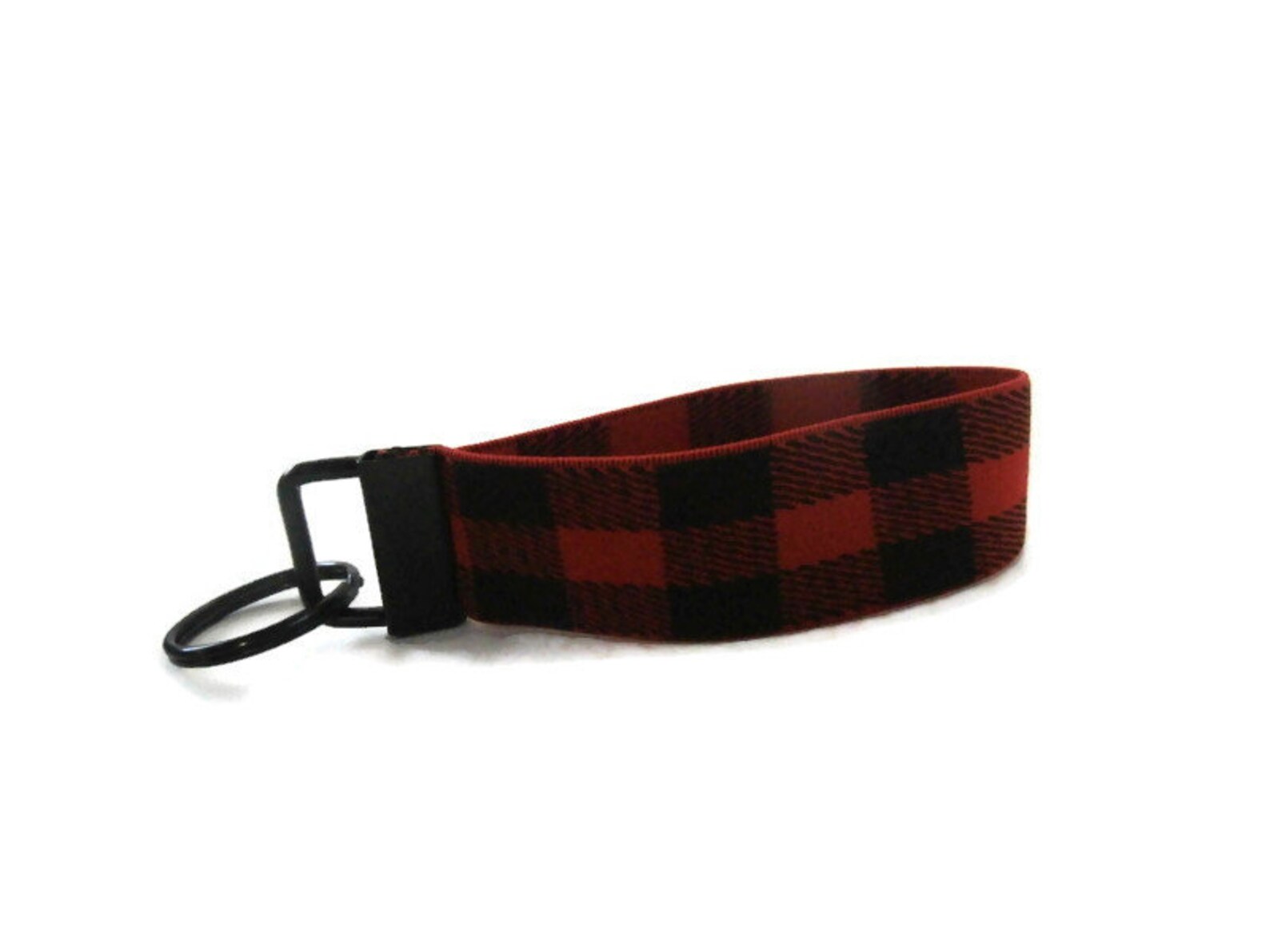 Buffalo Plaid Key Fob Stretch Keyholder Black and Red Plaid Bracelet ...