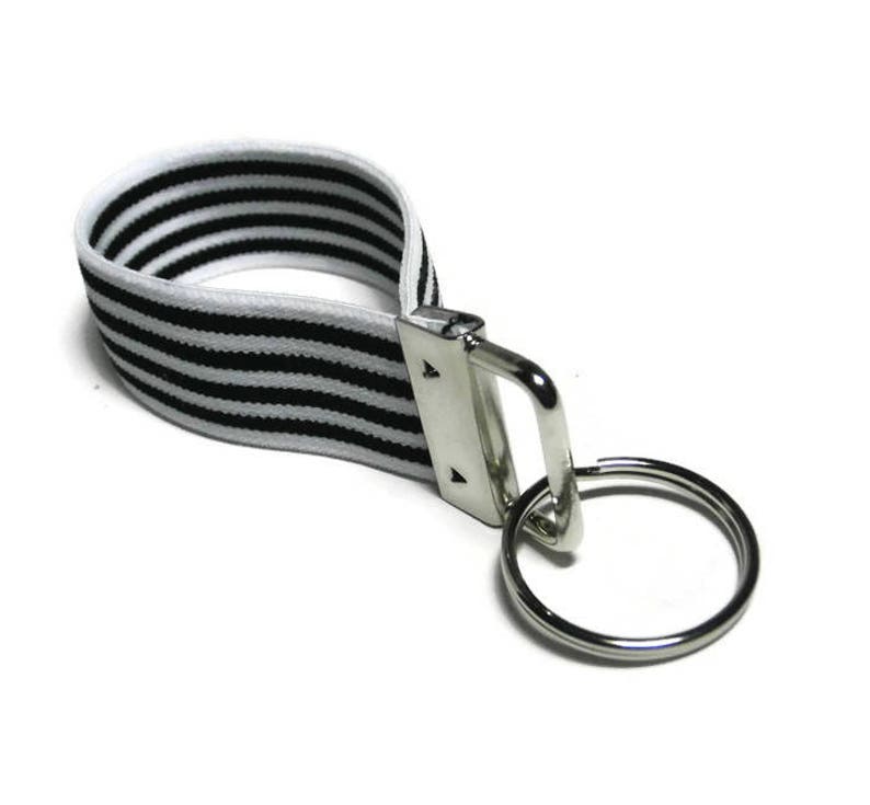 Black and White Striped Key Fob. White and Black Stretchy Key | Etsy