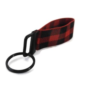 Buffalo Plaid Key Fob Stretch Keyholder Black and Red Plaid Bracelet ...