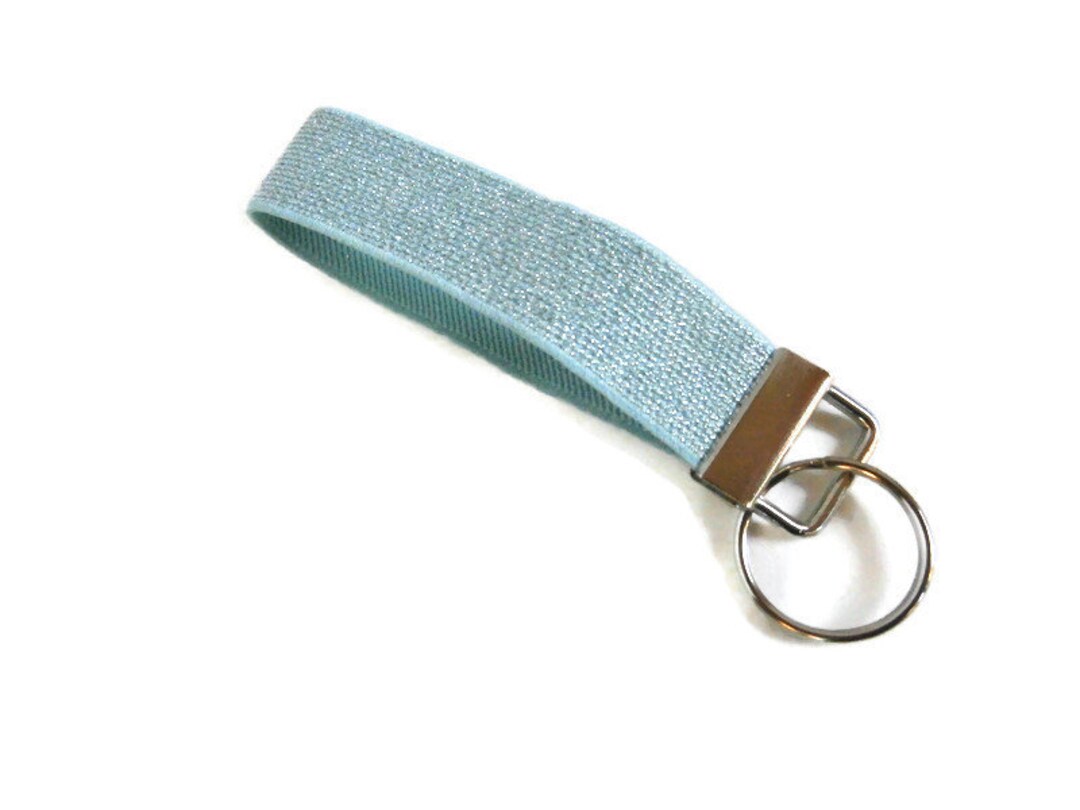 Key Fob Wrist Lanyard, Stretchy Key Wristlet, Metallic Aqua Blue ...