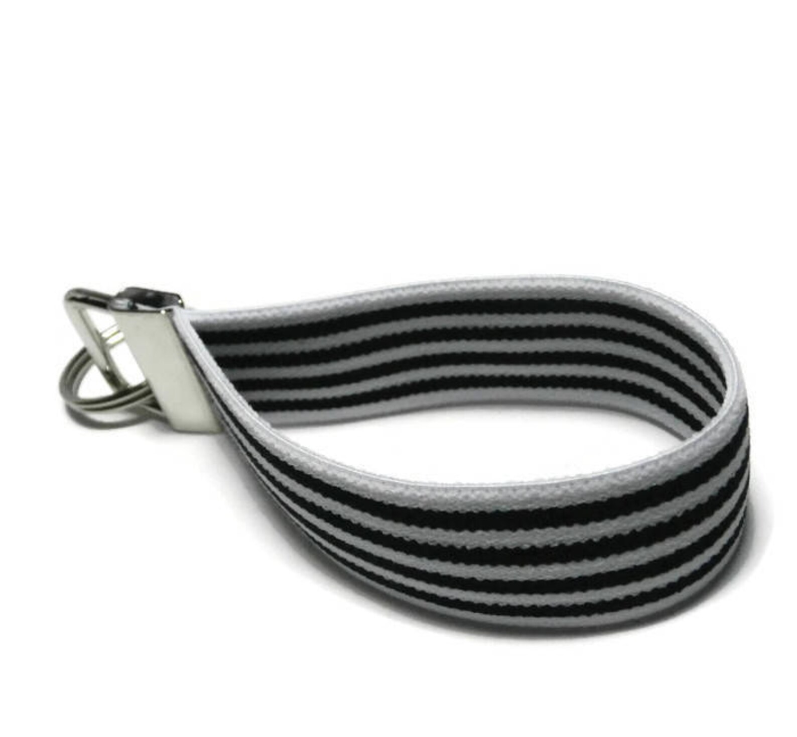 Striped Stretch Key Fob Bracelet: Black & White Elastic Wristlet - Etsy
