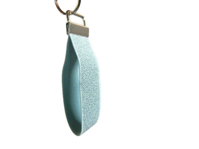 Key Fob Wrist Lanyard, Stretchy Key Wristlet, Metallic Aqua Blue ...