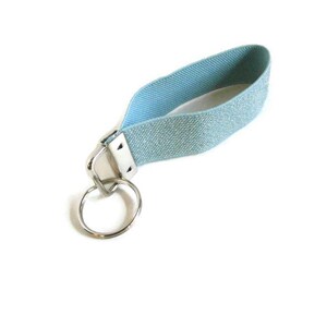 Key Fob Wrist Lanyard, Stretchy Key Wristlet, Metallic Aqua Blue ...
