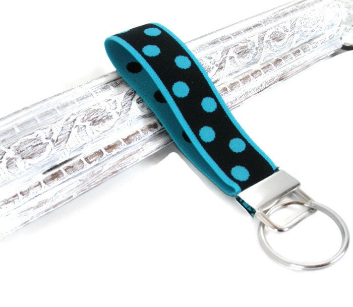 Stretchy Wrist Key Fob. Black and Turquoise Stretch Bracelet - Etsy